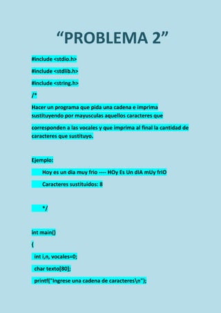 Vocales en mayuscula y lectura de cadena DEV C++ | DOCX