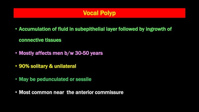 Vocal polyp.pptx | Ear, Nose and Throat Conditions | Diseases and ...