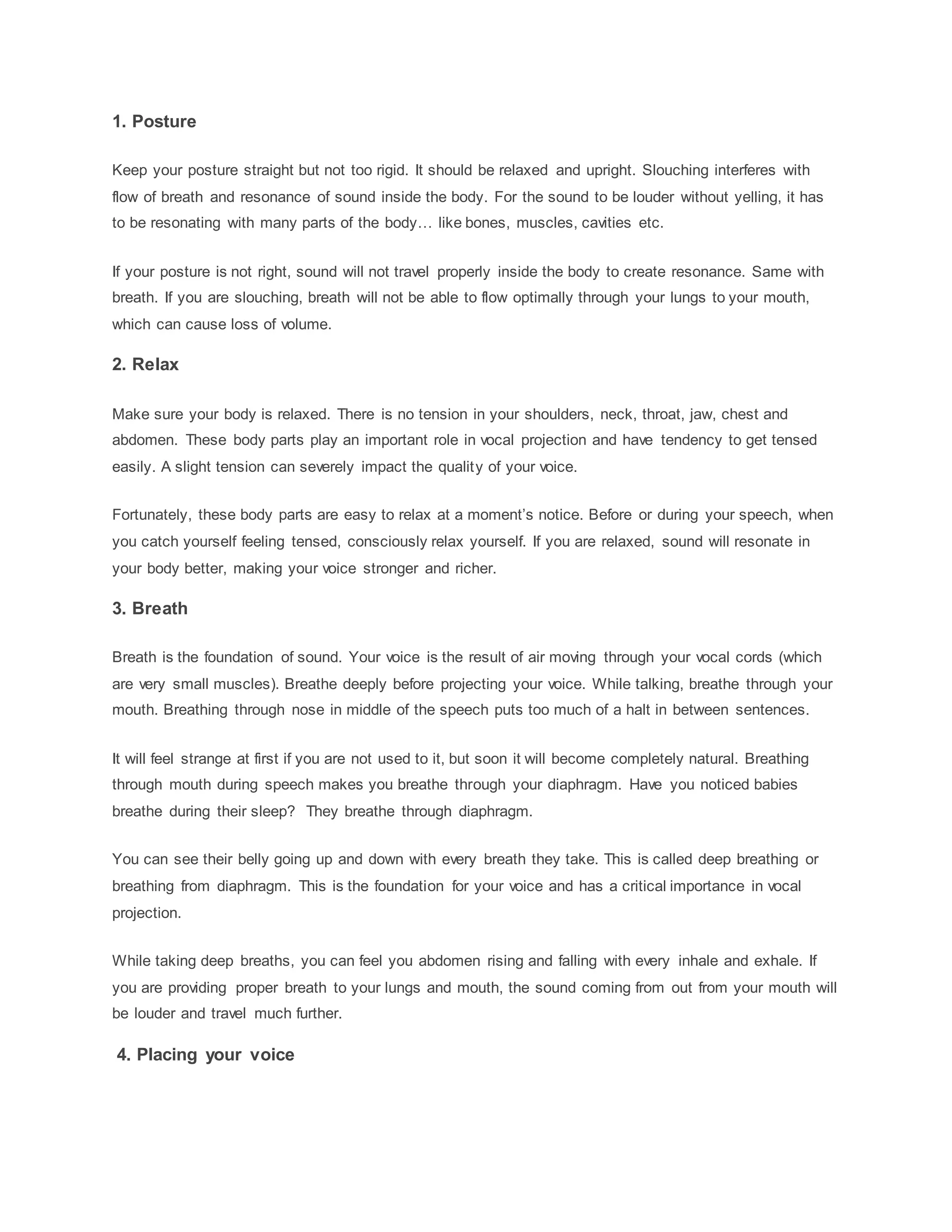 Vocal projection - Speak louder without effort | DOCX