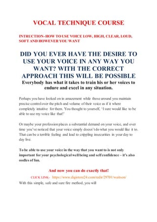 Vocal technique course | PDF