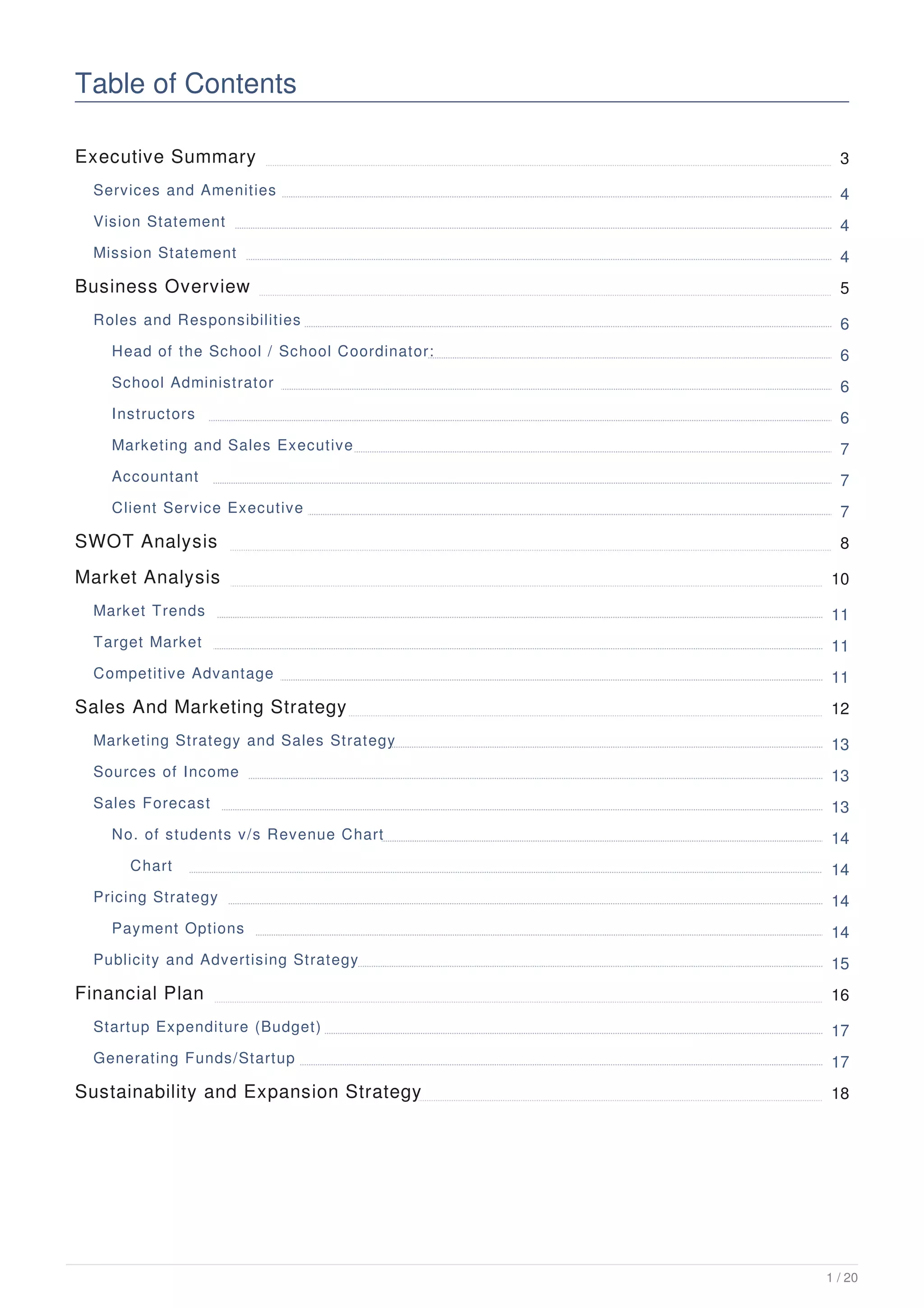 Vocational school business plan example | PDF