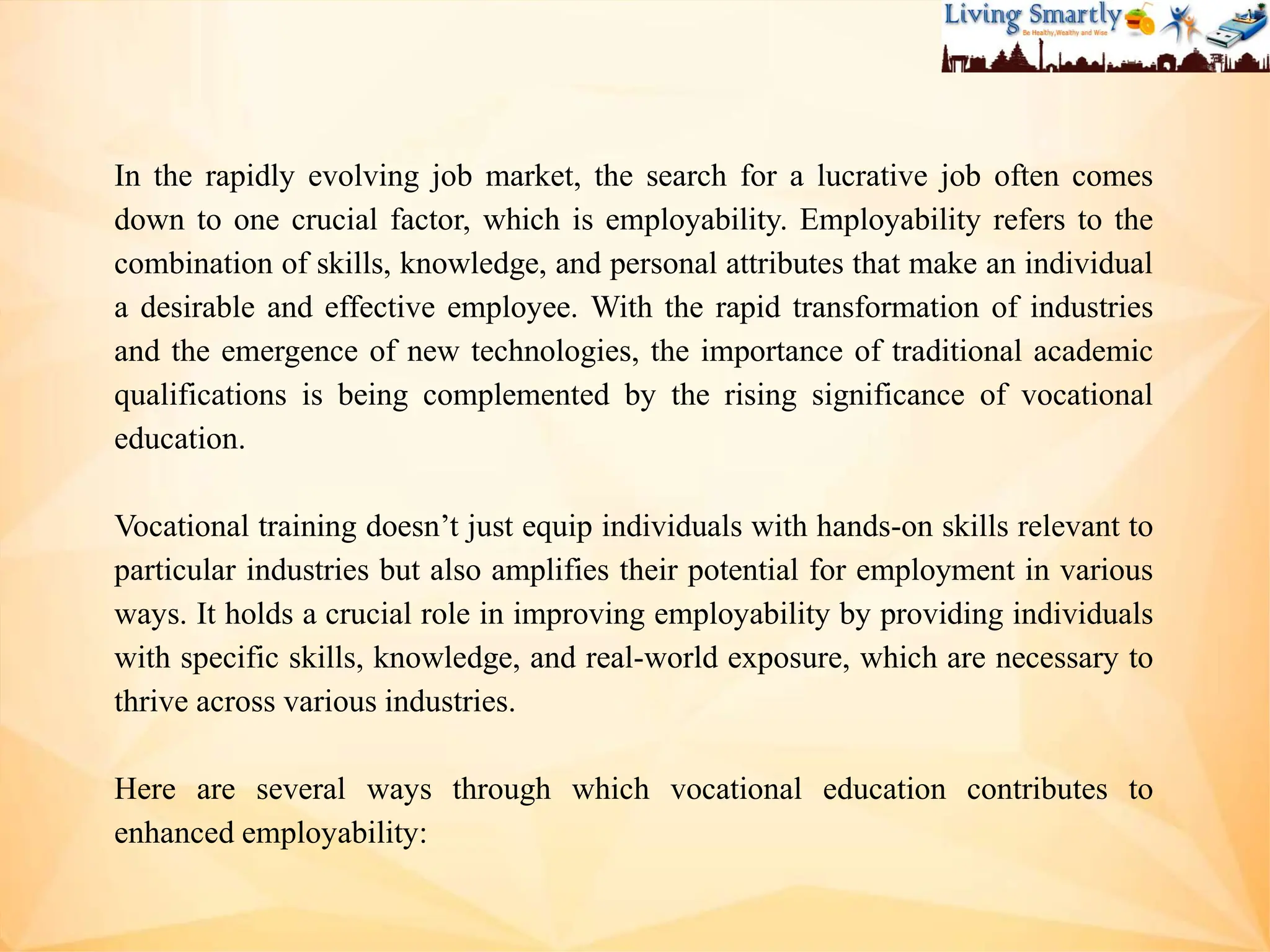 Vocational Education Improves Employability | PPTX