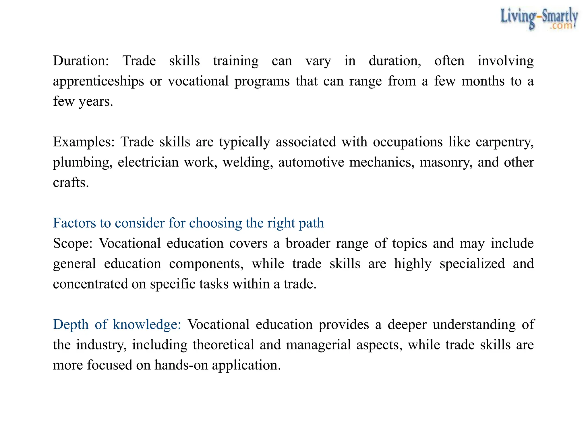 Vocational Education vs. Trade Skill | PPTX