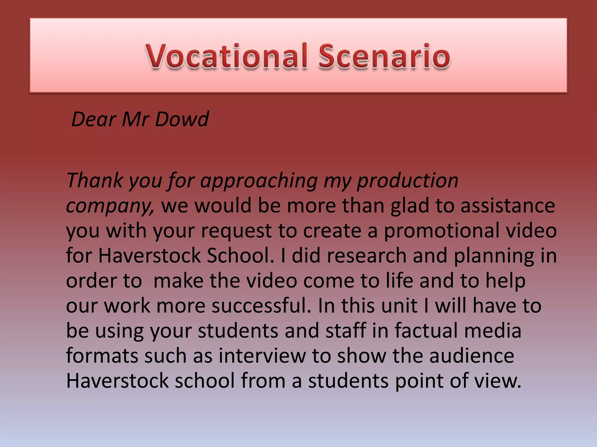 Vocational scenario | PPTX