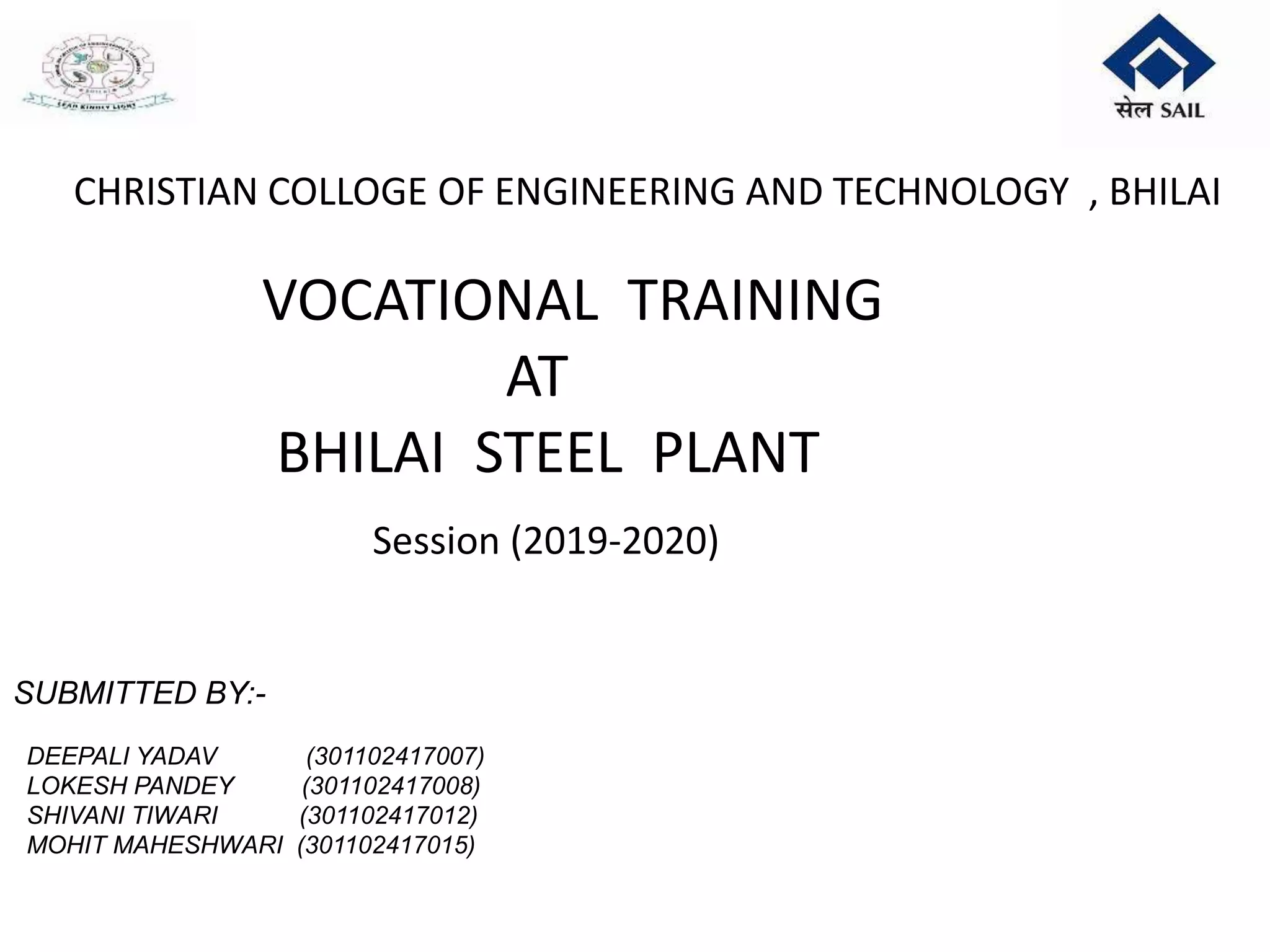 Bhilai steel plant Vocational training 2019 | PPTX