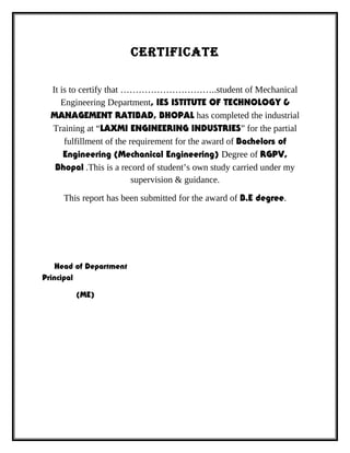 Certificate Of Industrial Training