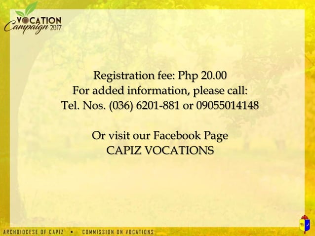 Vocation campaign 2017 Archdiocese of Capiz | PPTX