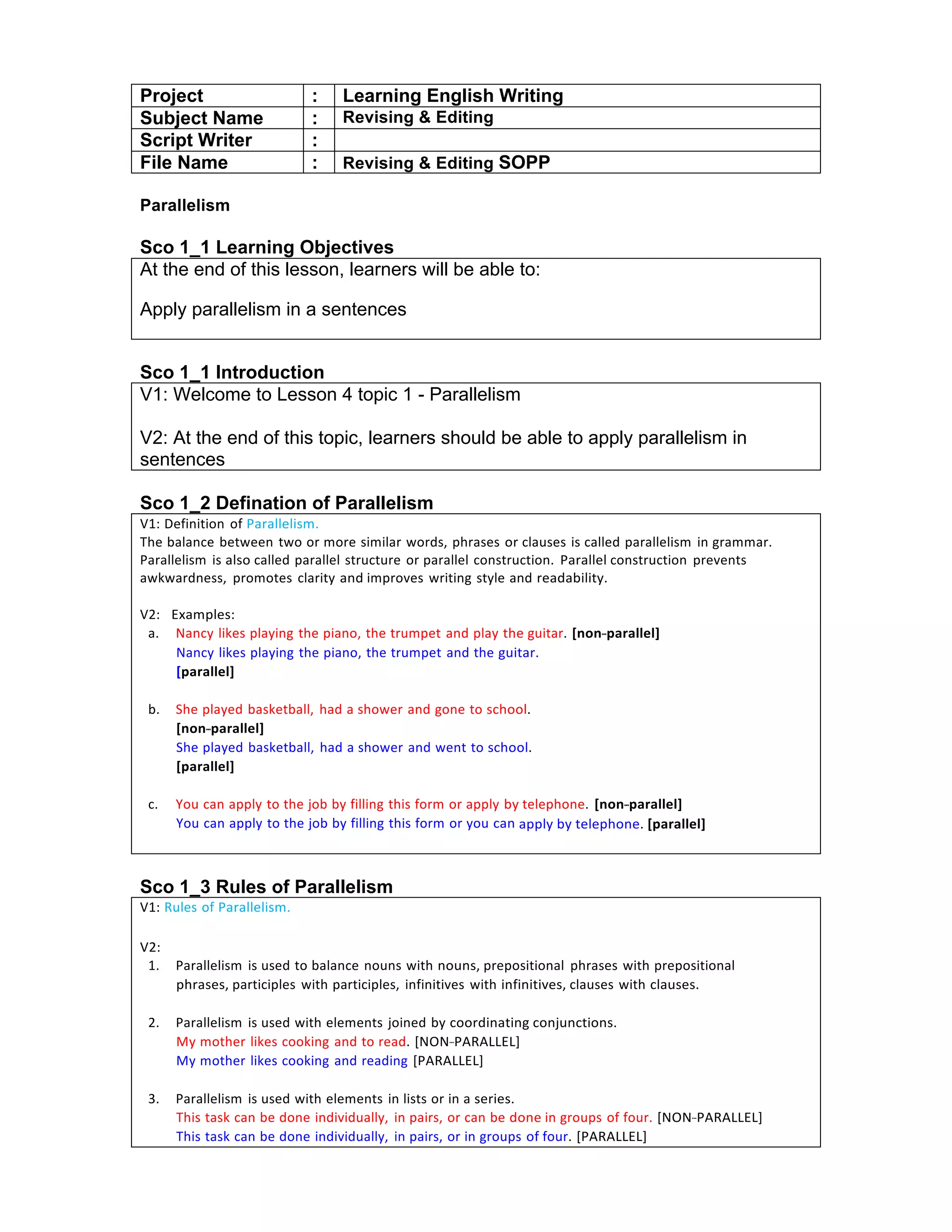 VO for Learning English Writing | PDF