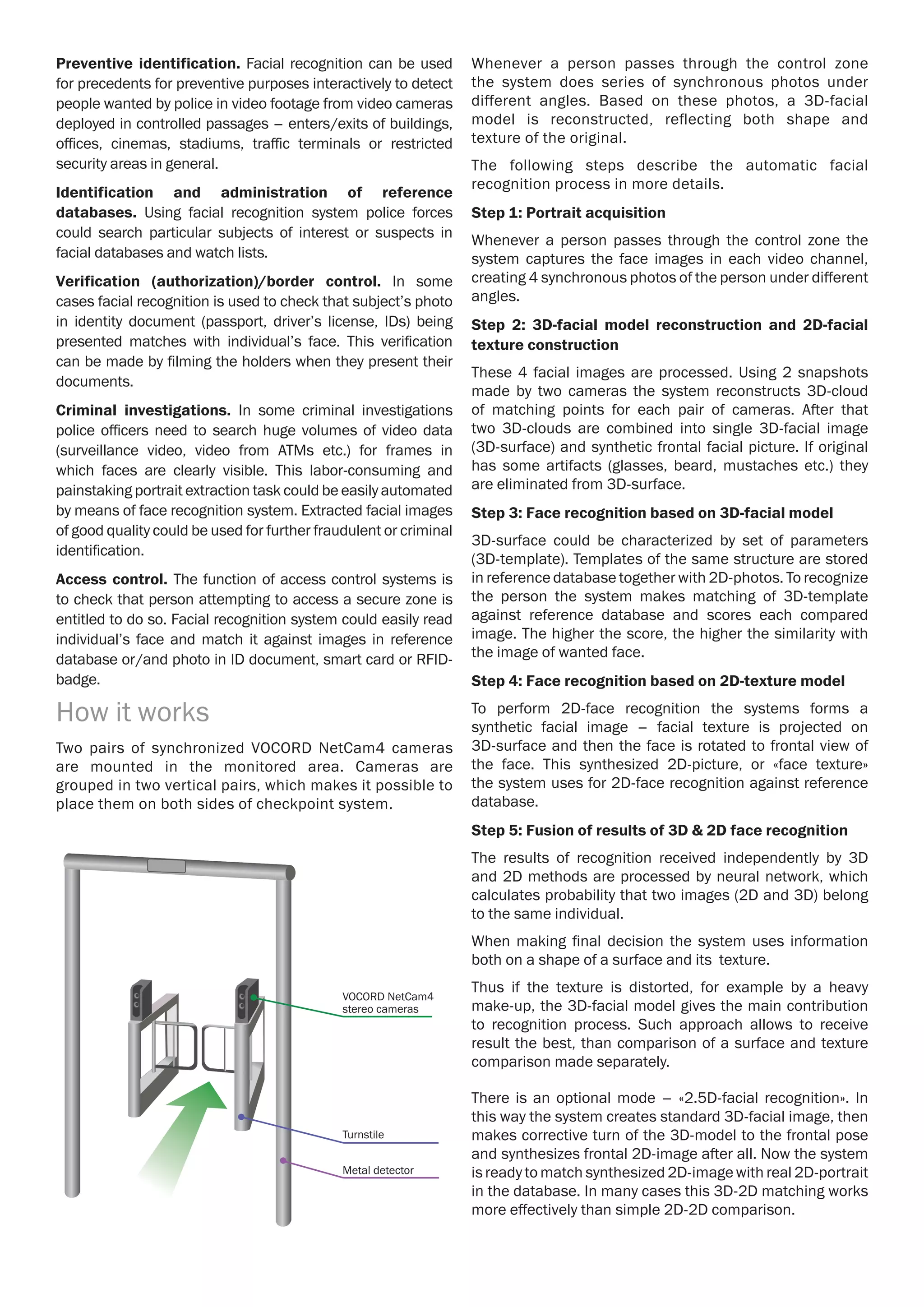 Vocord face control 3d facial-biometric system based on 3d | PDF