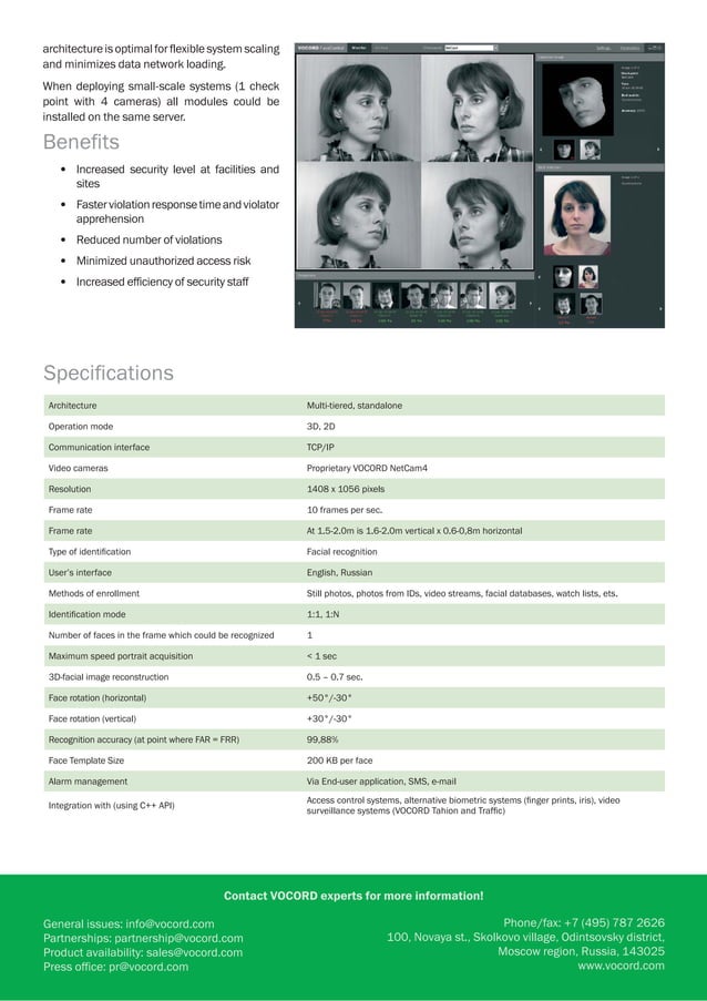 Vocord face control 3d facial-biometric system based on 3d | PDF | 3-D Graphics | Computer ...