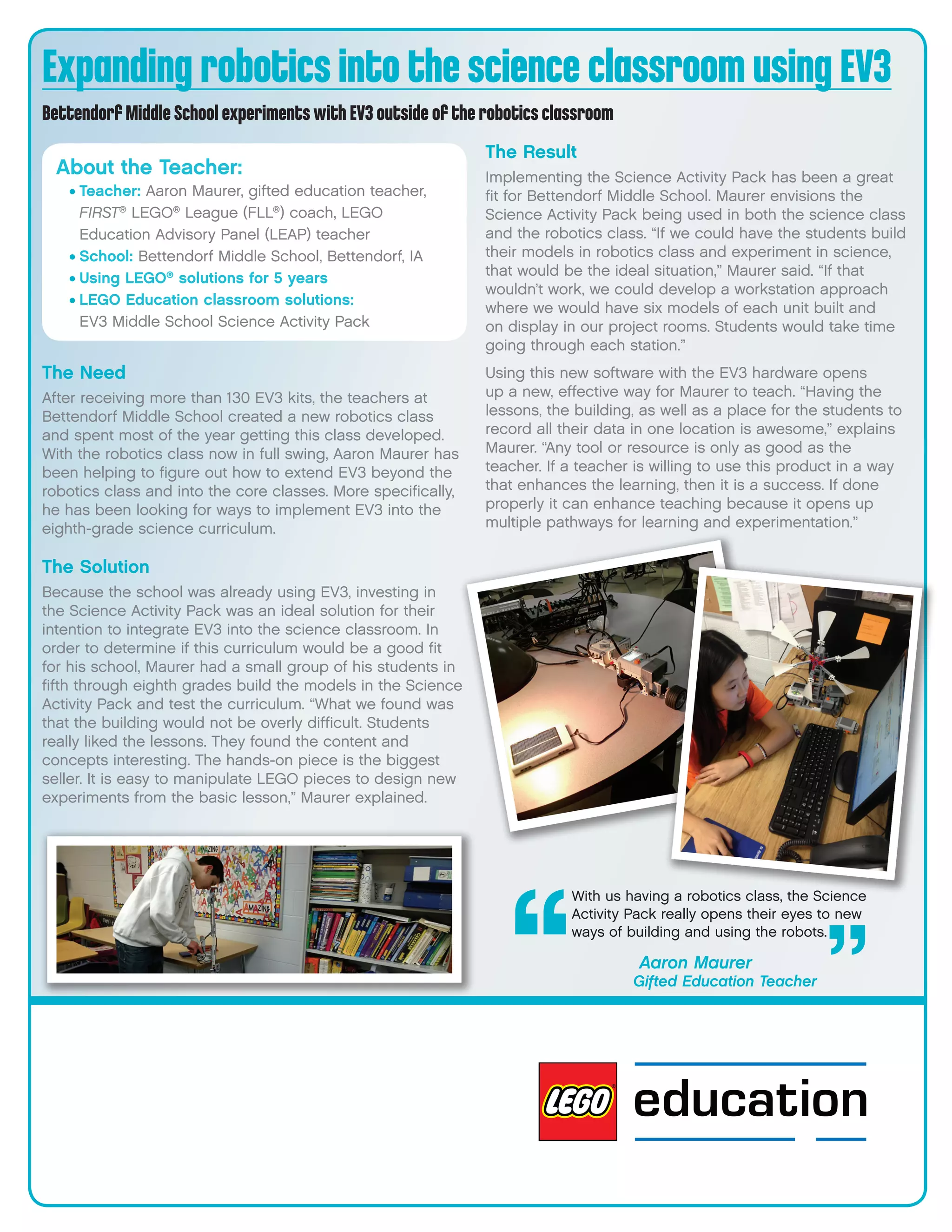 Expanding robotics into the science classroom using EV3 | PDF