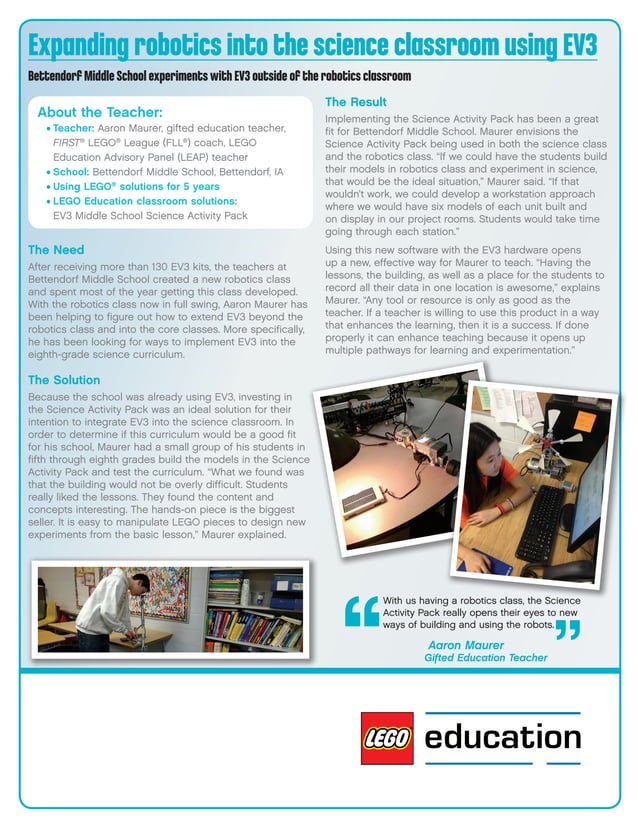 Expanding robotics into the science classroom using EV3 | PDF