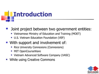 History of the Vietnam OpenCourseWare | PPT | Education industry | Industries