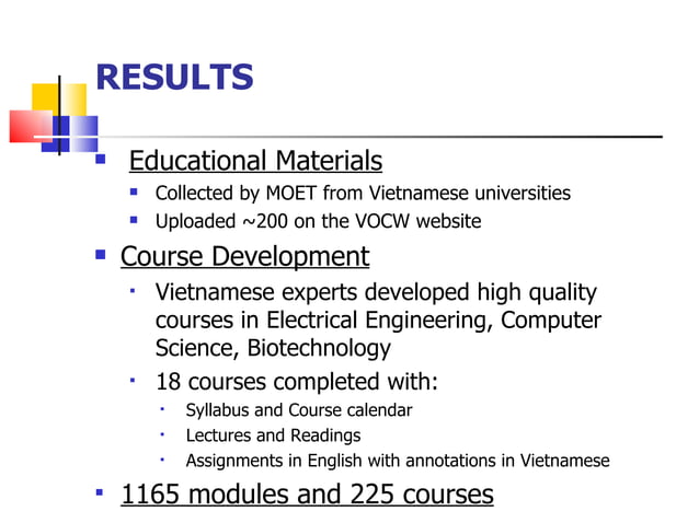 History of the Vietnam OpenCourseWare | PPT | Education industry ...