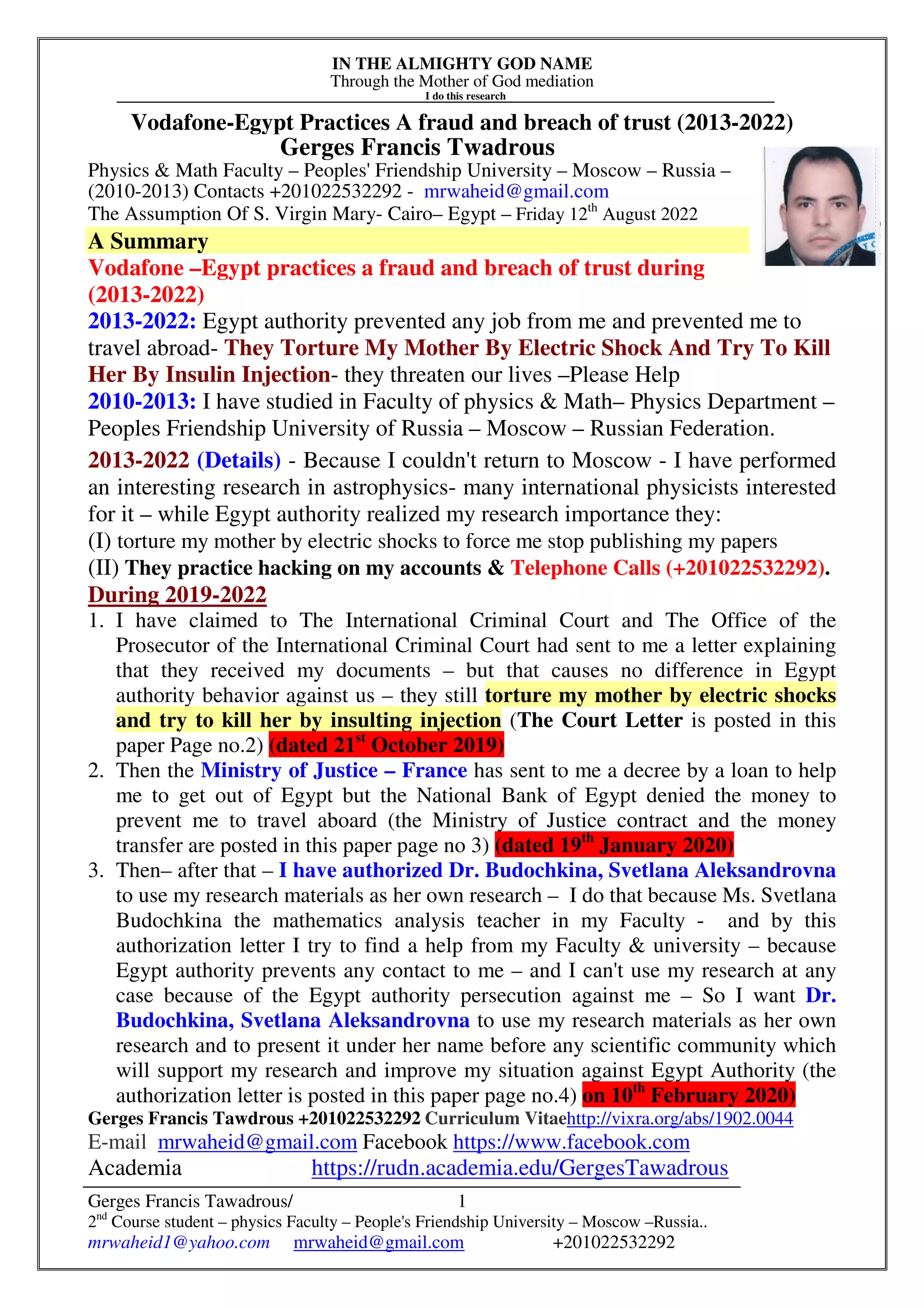 Vodafone-Egypt Practices a fraud and breach of trust during 2013-2022.pdf