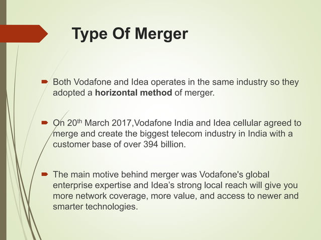 Vodafone and idea merger | PPTX | Mergers and Acquisitions | Business ...