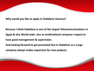 Vodafone call center interview questions and answers | PPTX
