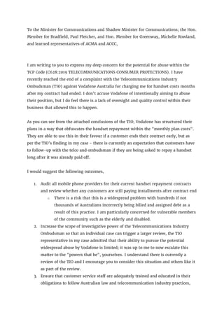 Vodafone complaint letter | PDF