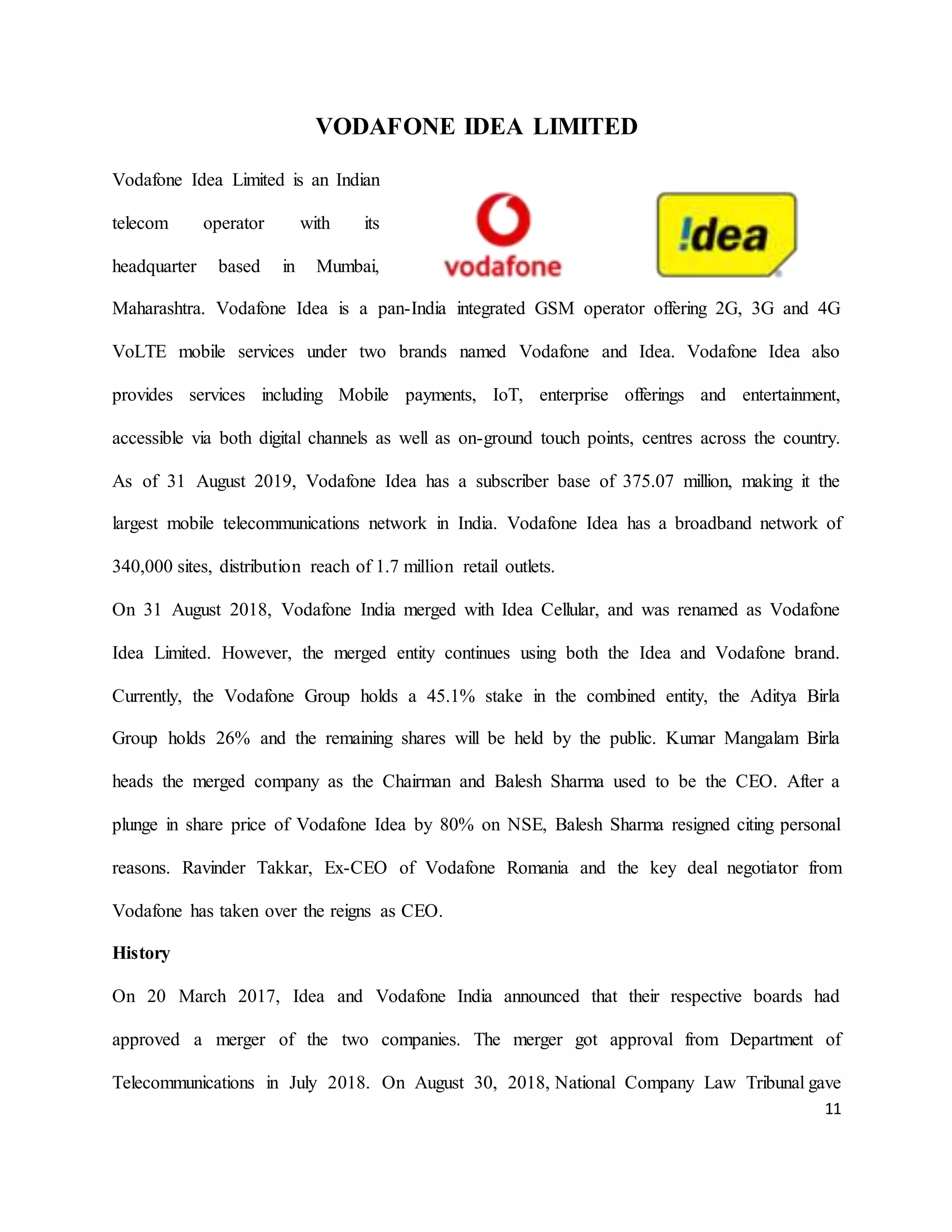 Vodafone idea limited services | DOC