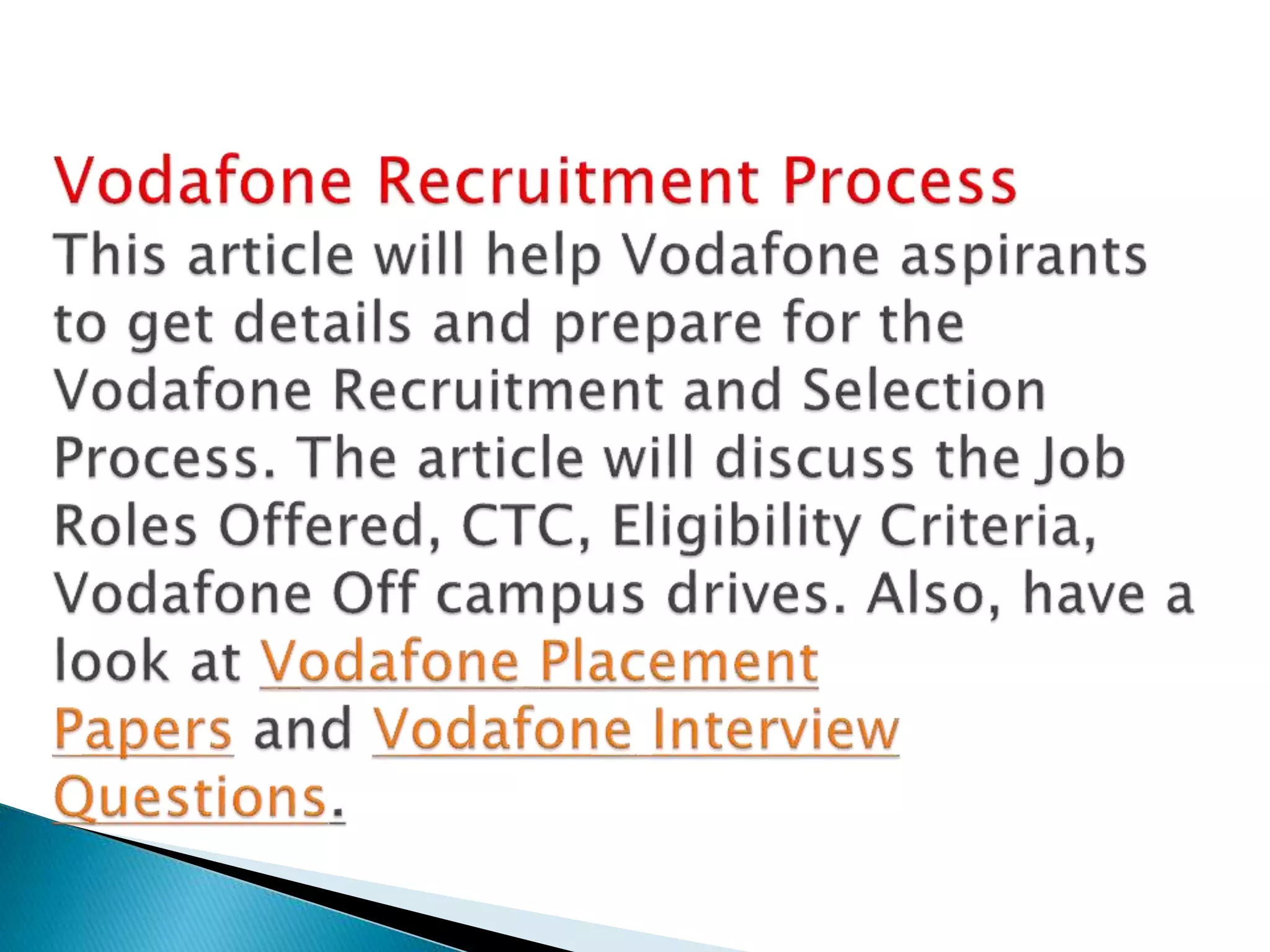 Vodafone recruitment and selection process | PPTX