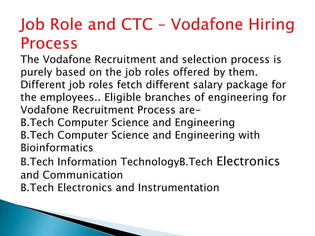 Vodafone recruitment and selection process | PPTX
