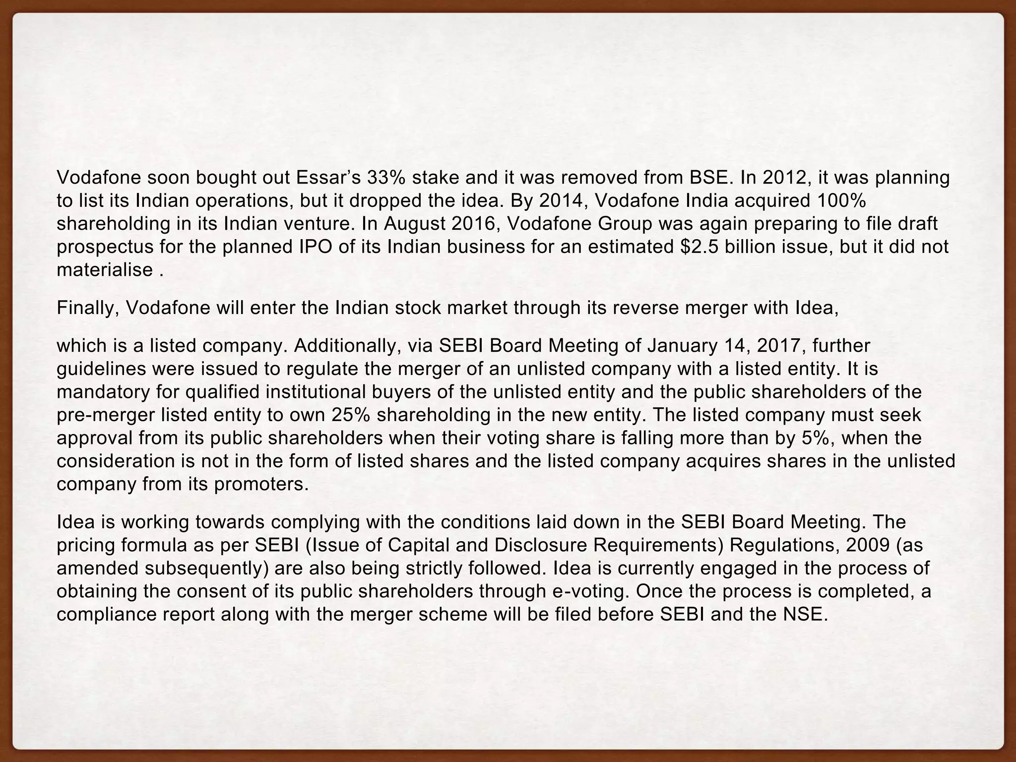 Vodafone Idea Merger | PPTX