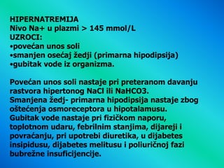 Poremećaj metabolizma vode, natrijuma i kalijuma | PPT