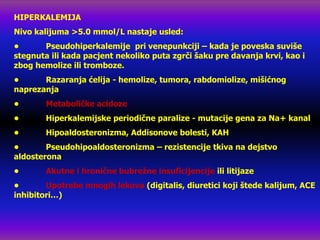 Poremećaj metabolizma vode, natrijuma i kalijuma | PPT