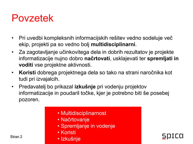 Priprava in vodenje projektov | PPT