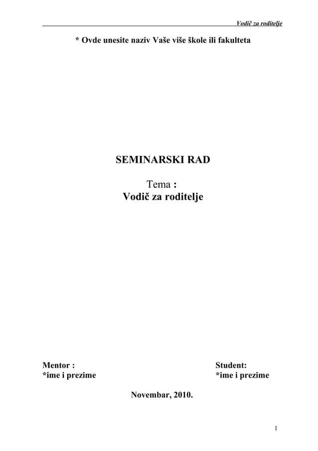 Vodic za roditelje | DOC