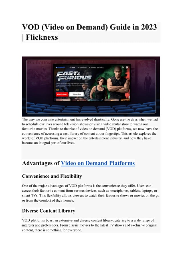 VOD (Video on Demand) Guide in 2023 _ Flicknexs.pdf | Home Entertainment Systems | Consumer ...