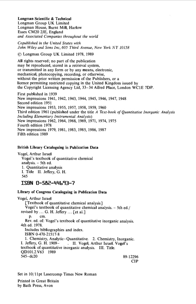 Vogel's textbook of quantitative chemical analysis (5th ed | PDF ...