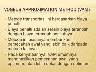 Vogel’S Approximation Method (Vam) | PPTX