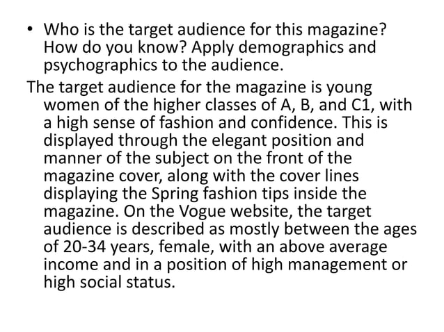 Vogue Analysis - Amy Davey | PPT