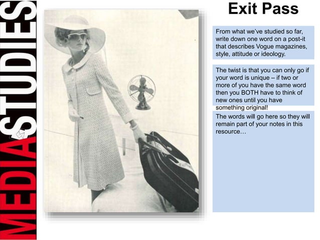 Vogue lesson 1 media language | PPTX | Style & Fashion