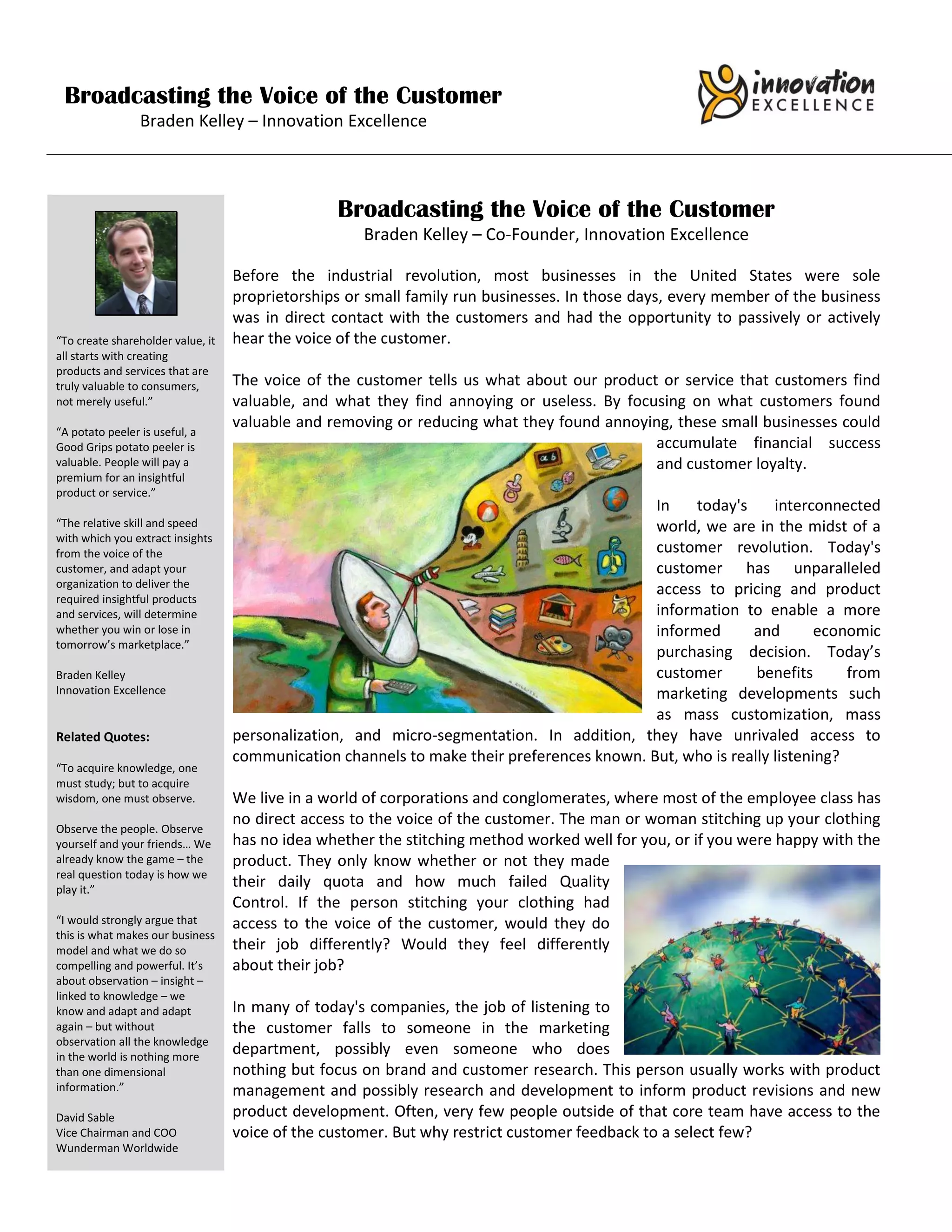 Broadcasting the Voice of the Customer | PDF | Business | Business and ...