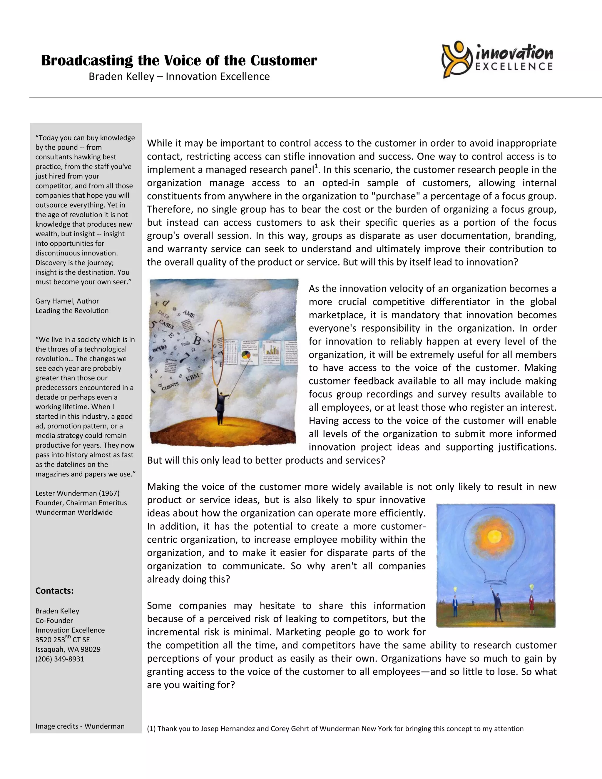 Broadcasting the Voice of the Customer | PDF | Business | Business and ...