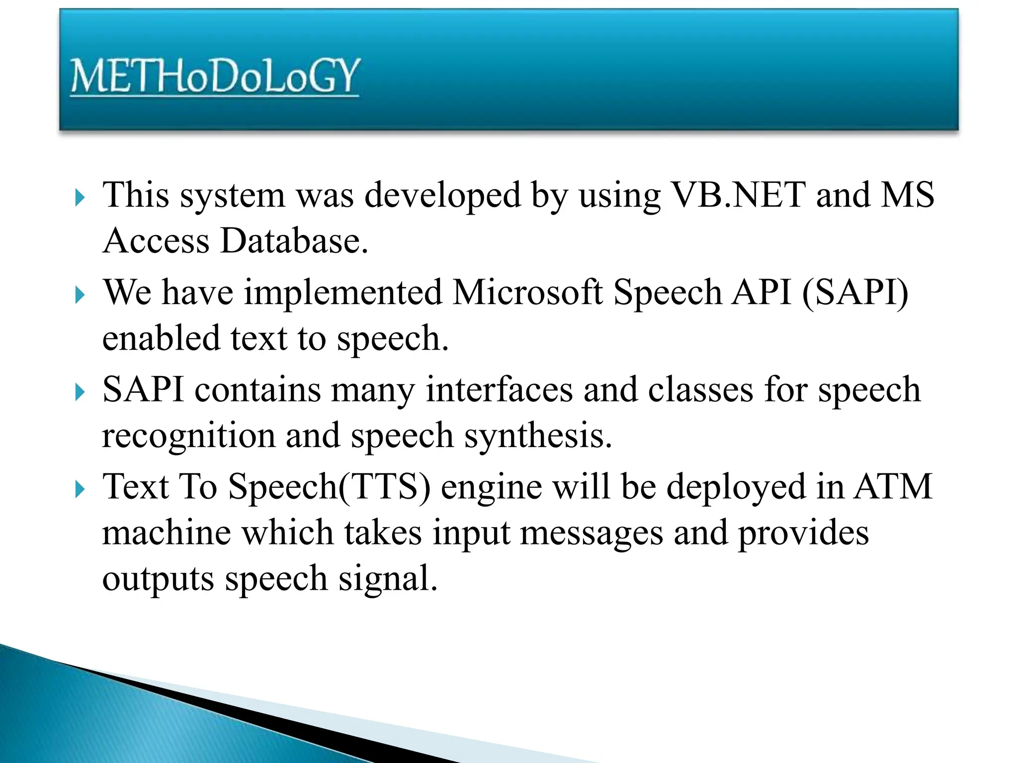 VOICE AIDED ATM MACHINE is used for visually challenged people | PPTX | Digital Audio | Computer ...