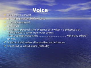 Voice and Identity in Second Language Writing | PPT
