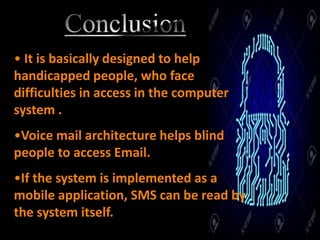 Voice based email system | PPTX | Email | Internet