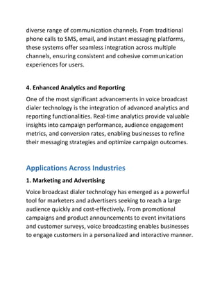 Connecting Beyond Boundaries: The Evolution of Voice Broadcast Dialer Technology | PDF