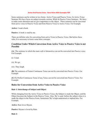Voice Change Rules for ELA students (Grammar) | PDF