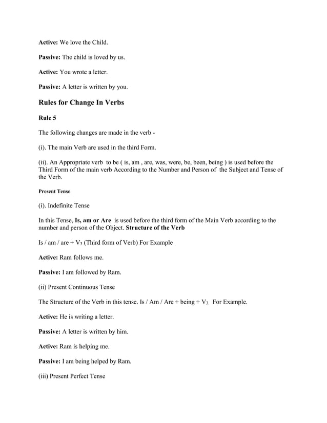 Voice Change Rules for ELA students (Grammar) | PDF