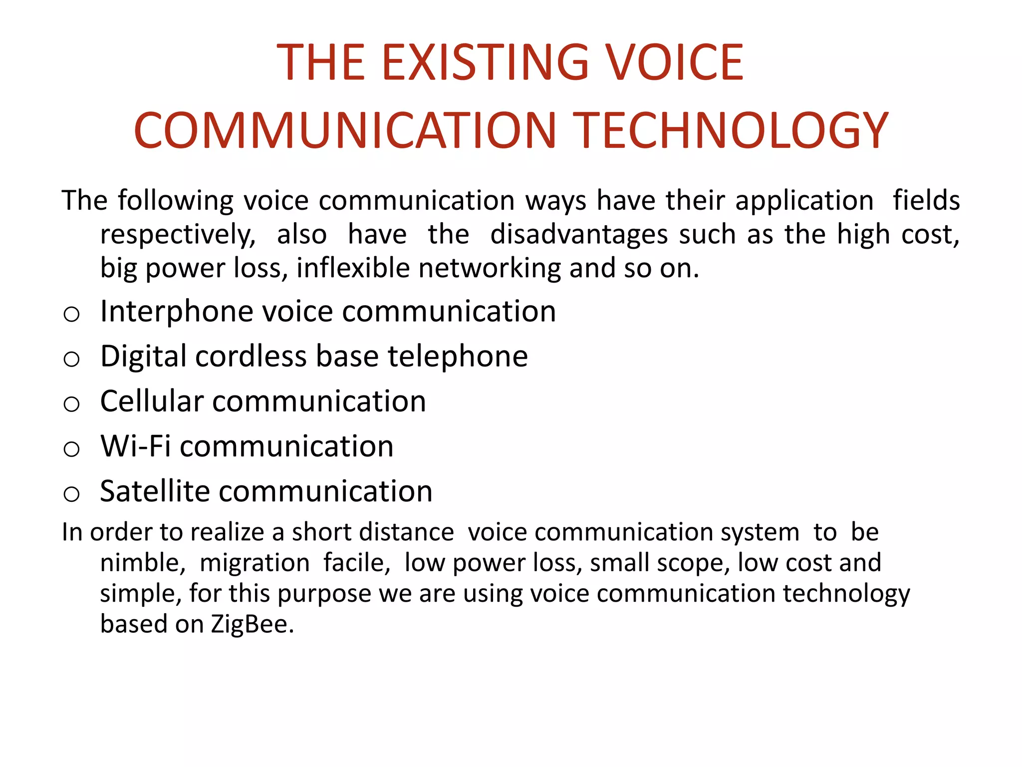 Voice Communication Using Zigbee Ppt