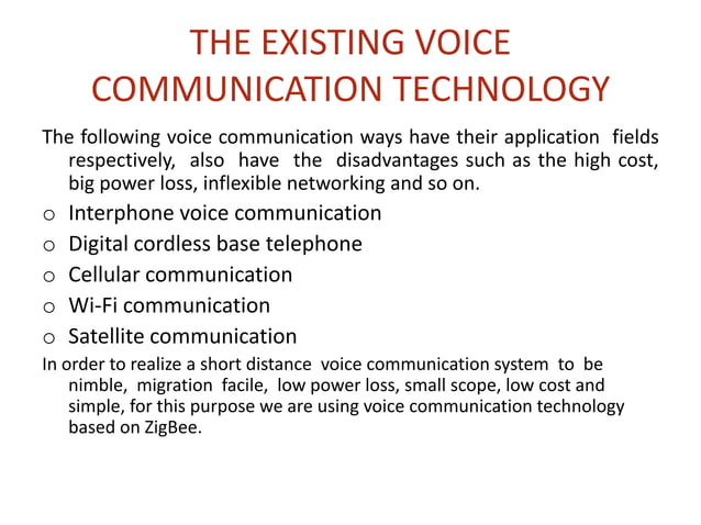 Voice communication using zigbee | PPT