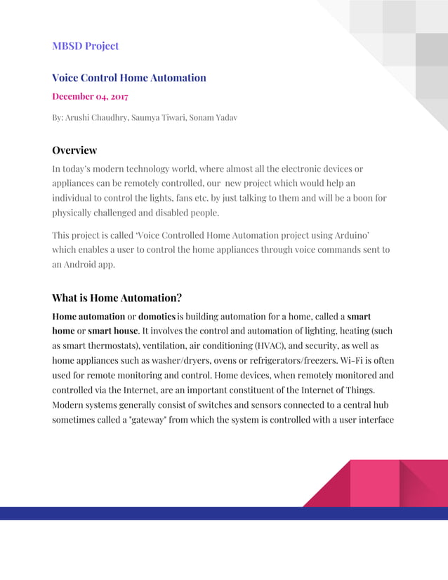 Voice Control Home Automation | PDF