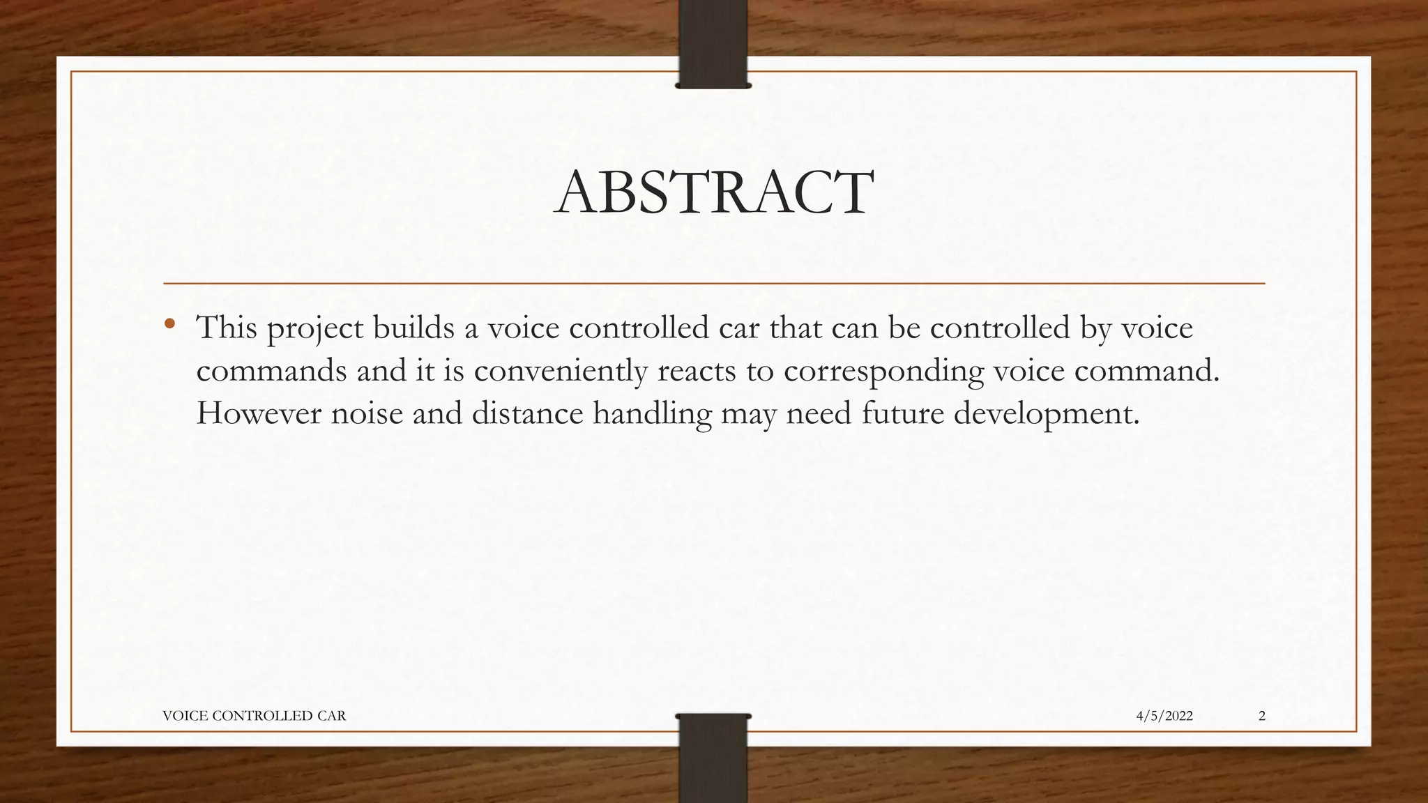 Voice controlled car | PPTX