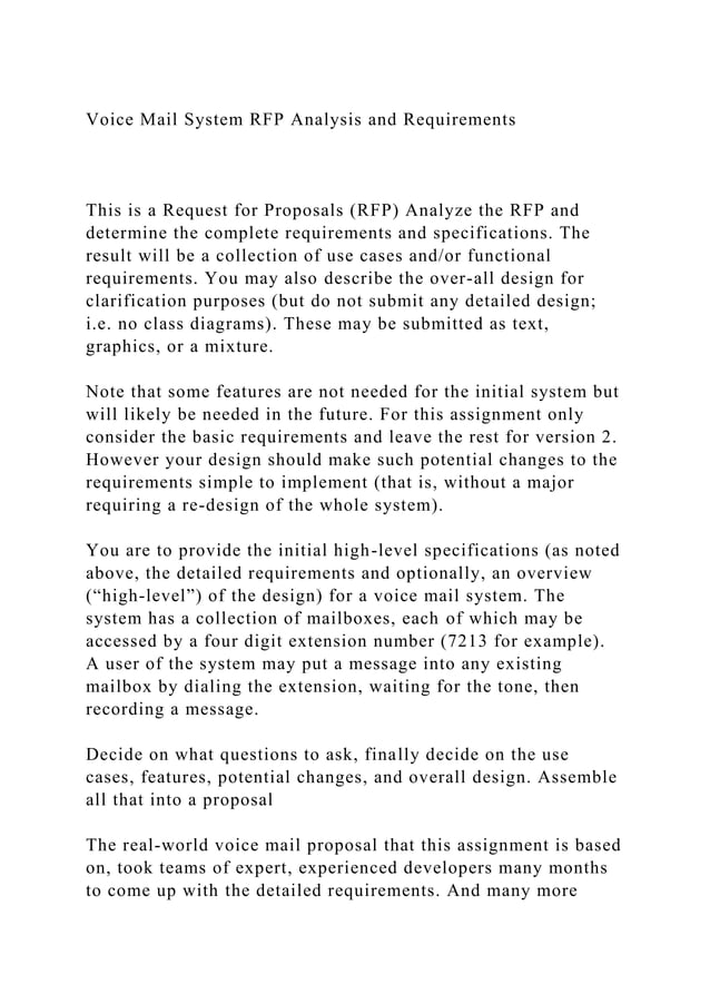 Voice Mail System RFP Analysis and RequirementsThis is a Req.docx