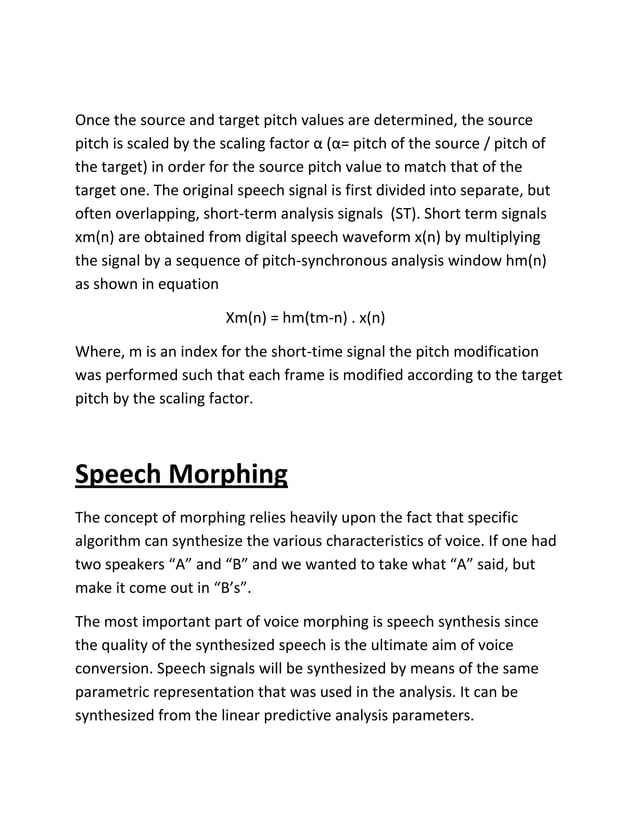 Voice morphing document | DOCX | Digital Audio | Computer Software and ...