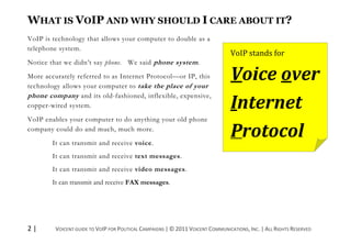 Voicent guide to voip for political campaigns | PDF | Computer Networking | Computing